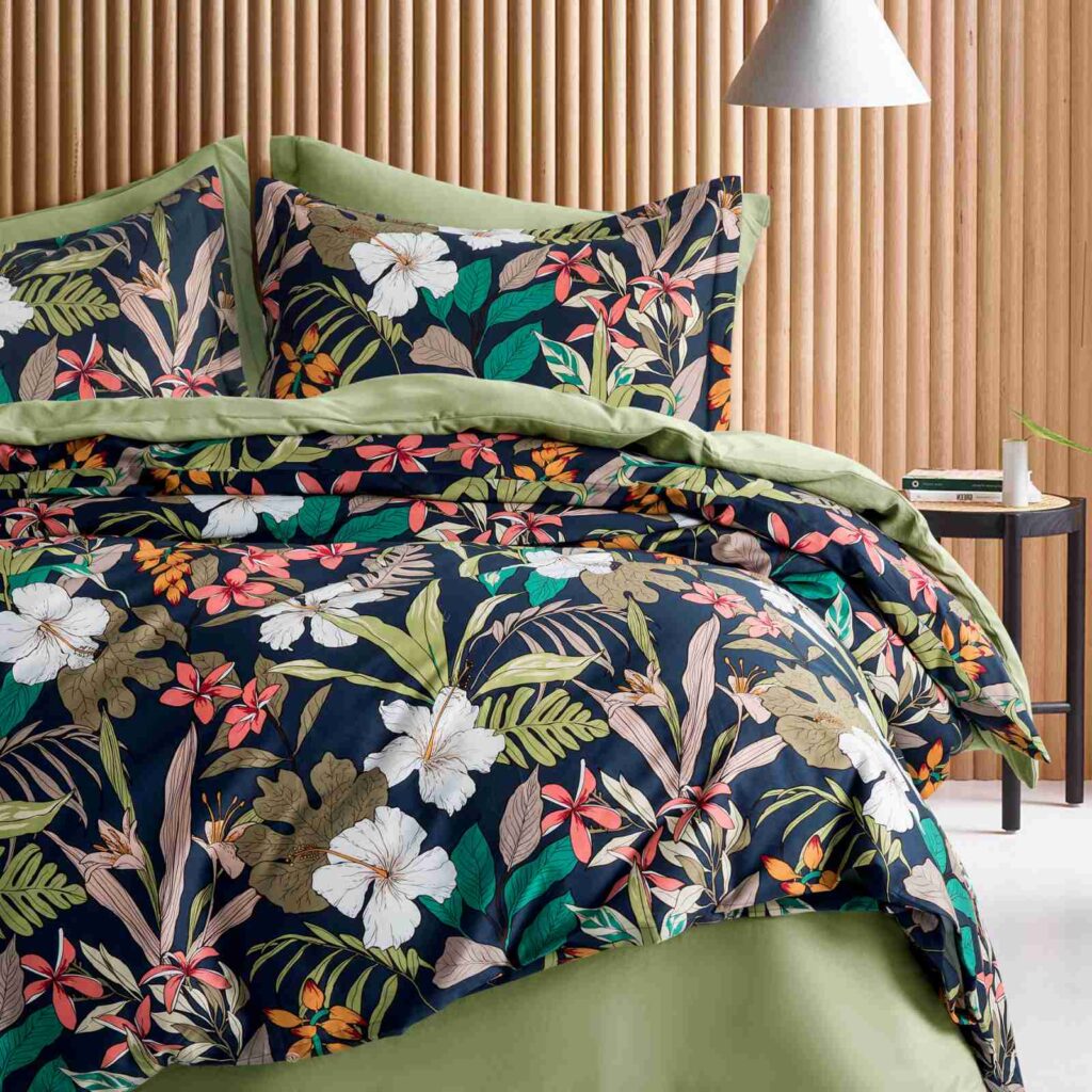 Botanical Bloom Hawaiian Flowers Tropical Rain Forest Print Bedding ...